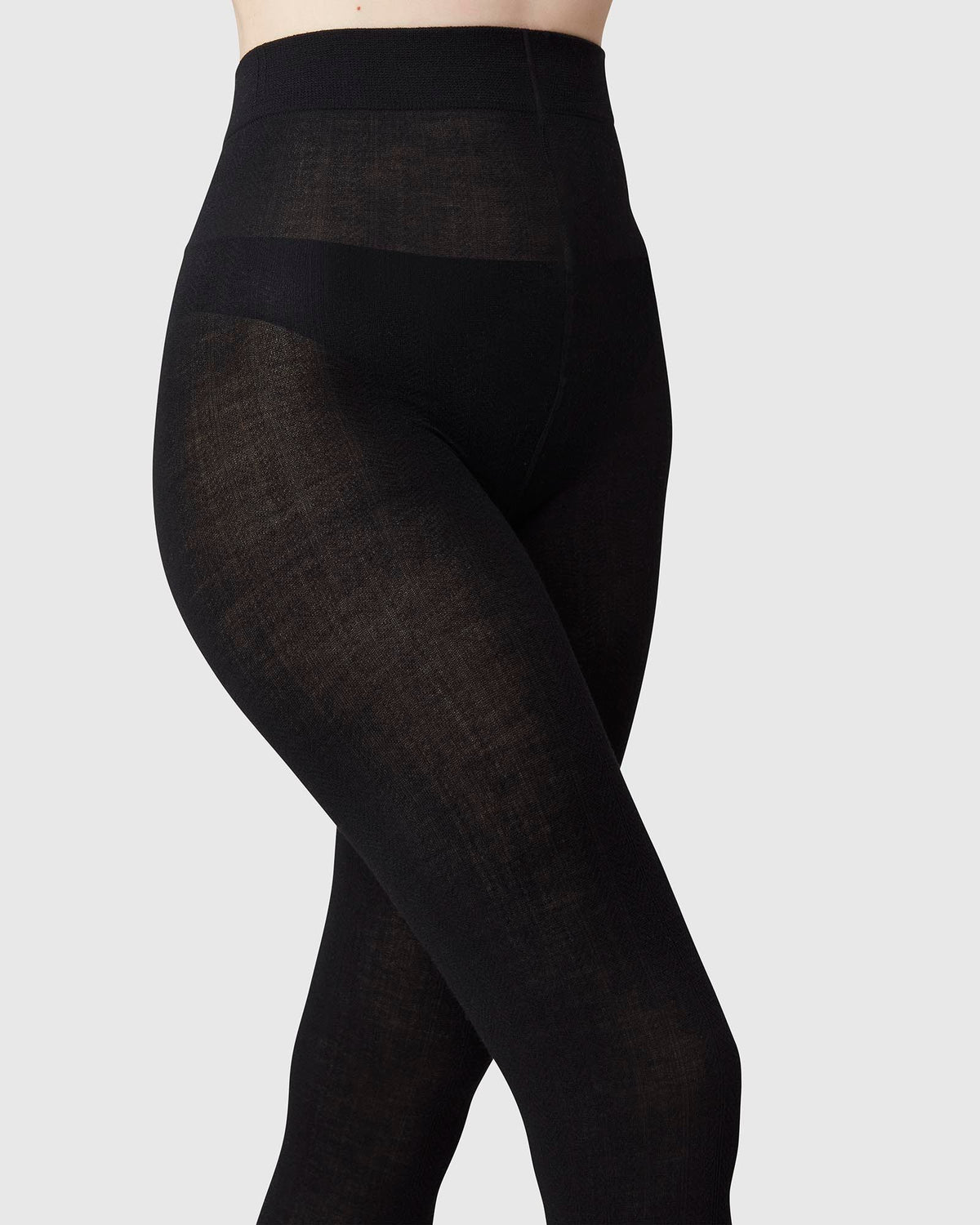 Ylva Wool Fishbone Tights Black | Shop now - Swedish Stockings