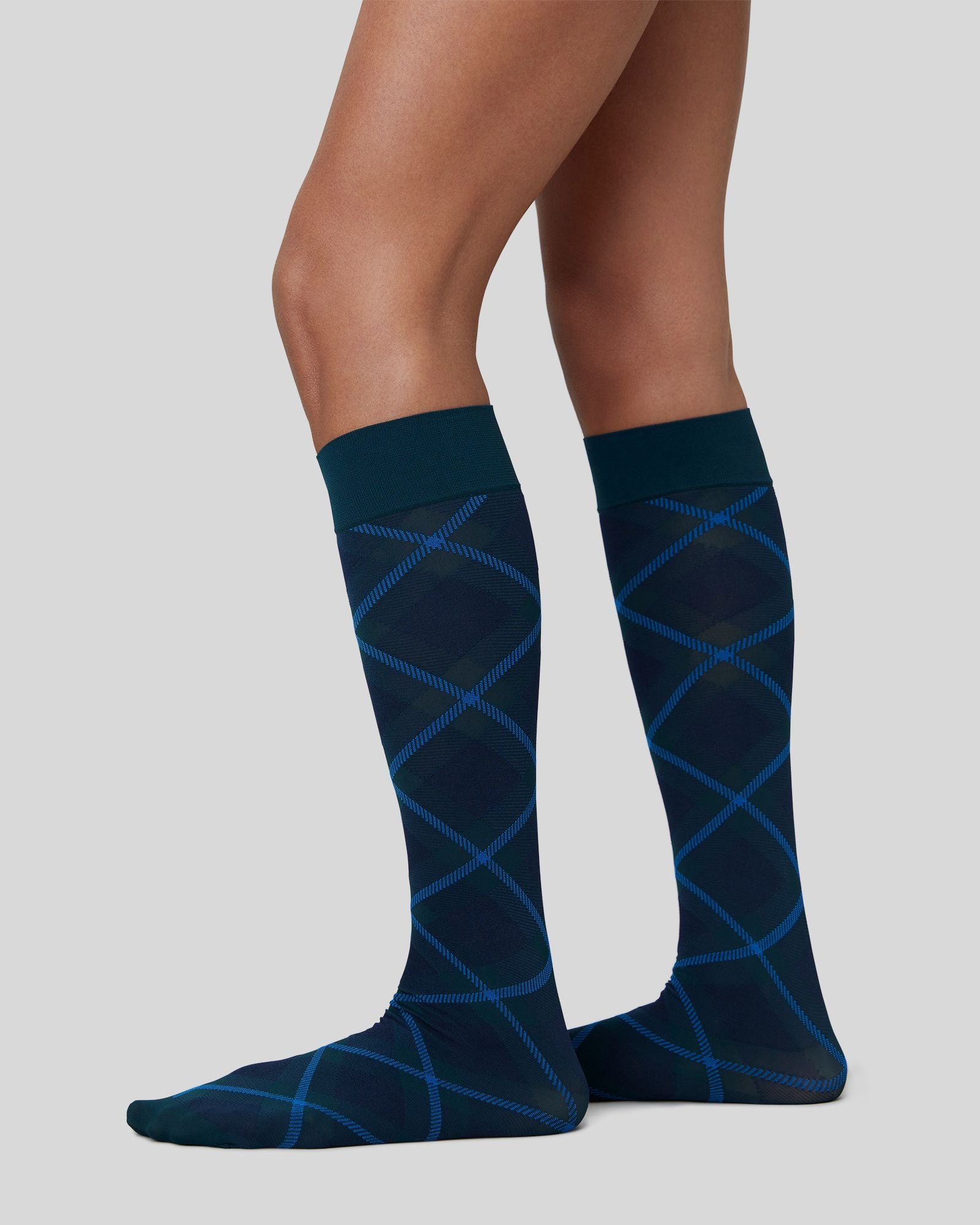 2-pack Franka Check & Solid Knee Highs Dark Green | Buy now - Swedish ...