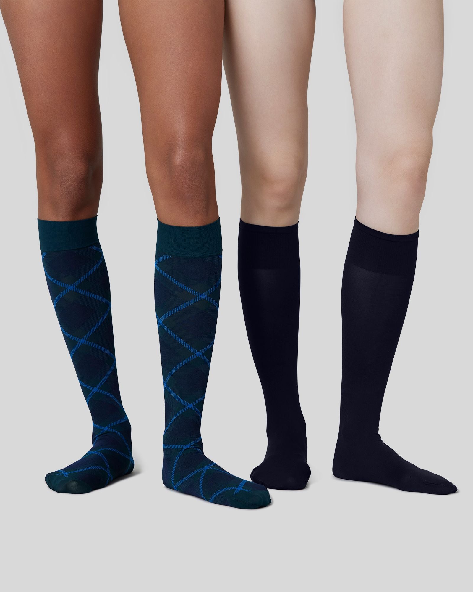 2-pack Franka Check & Solid Knee Highs – Swedish Stockings